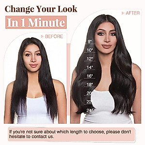 Hairro 100% Real Human Hair Clip in Extensions 8 Inch Short #4 Medium Brown 45g Thin 8 Pcs 18 Clips Straight Clip on Human Hairpieces for Women