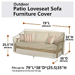 Flexiyard Outdoor Sofa Cover, Patio Loveseat Sofa Cover Waterproof 3-Seater Patio Bench Cover, Durable All Weather Patio Furniture Covers for Small Garden Lounge Chair with Air Vents and Handles