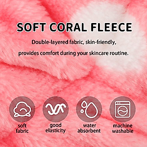 WHAVEL 9 Pack Pink Microfiber Hairband for Washing Face, Makeup Headband Skincare Headbands with Cute Bow, Fluffy Face Wash Headband for Women