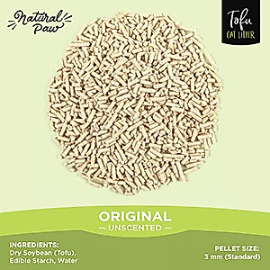 Natural Paw Tofu Cat Litter Lightweight Case of 4, Natural Odor Control Kitty Litter, 99.9% Dust Free, Fast Clumping Multi-Cat, Fast Acting Super Absorbing, Silica Free, Flushable, Unscented 18 Lb