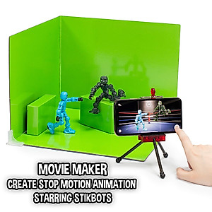 Zing Klikbot Zanimation Studio - Includes 2 Klikbots, Phone Stand/Holder and 2 Sided Backdrop Screen, for Ages 6 and Up