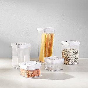 Amazon Basics 5-Piece Square Airtight Food Storage Containers for Kitchen Pantry Organization, BPA Free Plastic