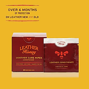 Leather Honey Leather Conditioner Wipes - Leather Conditioning Wipes for On-The-Go - The Best Leather Conditioner for Leather Car Seats, Furniture, Apparel and More - 10 Ready-to-Use Wipes
