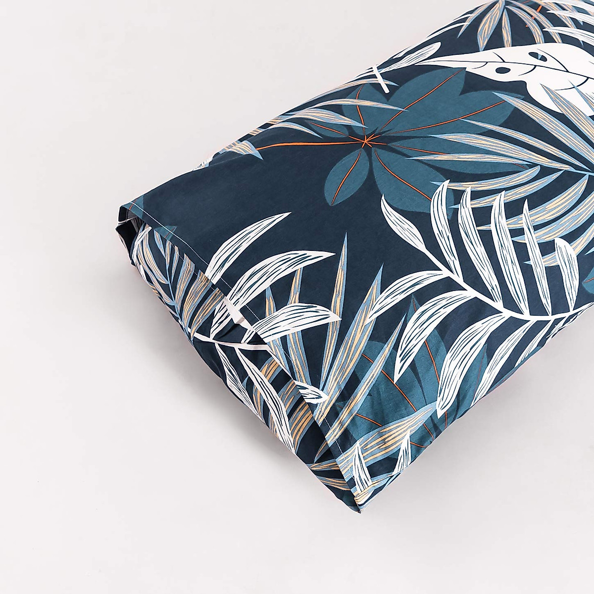 YuHeGuoJi Tropical Duvet Cover King 100% Cotton Blue Botanical Duvet Cover Soft 3 Pcs Set 1 Palm Leaves Plant Print Duvet Cover with Zipper 2 Pillowcases Botanical Bedding Breathable Comfortable