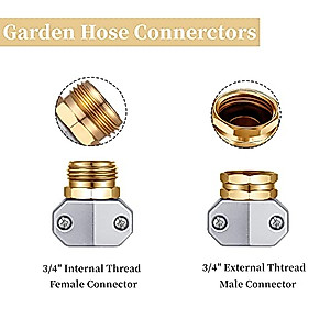 Garden Hose Repair Kit 5/8 Inch Fittings Mender 3/4 Male and Female Water Hose End Replacement Set Connector with Zinc Clamp