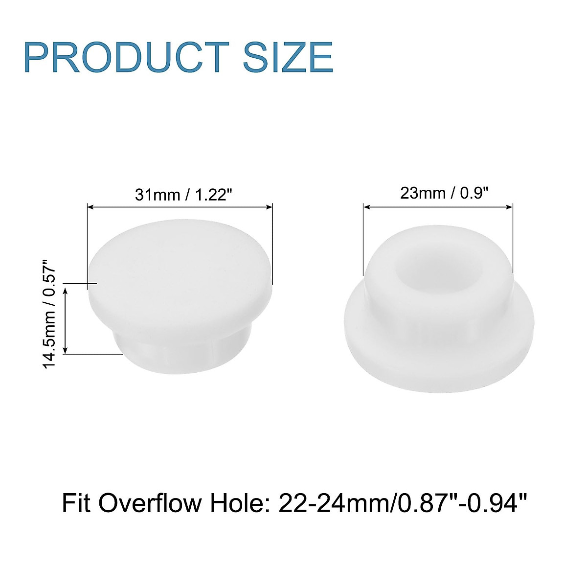 uxcell 16pcs Sink Overflow Rings, Bathroom Kitchen Basin Trim Bath Sink Hole Round Semi-Open Hole Silicone Overflow Drain Cover Insert in Hole (White)