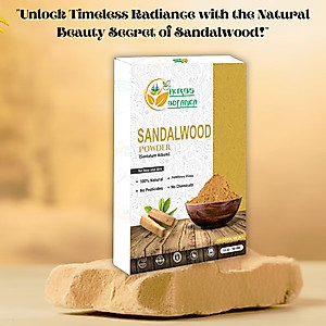 Herbs Botanica Chandan Organic Sandalwood Powder, 100 gm / 3.52 oz, Face Pack & Mask, Tilak, Auspicious Occasions, Natural Cleansing & Soothing Powder for Wrinkles