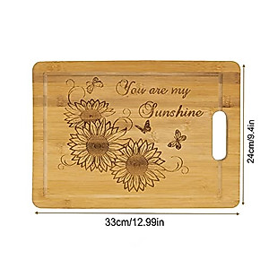 Sunflower Bamboo Cutting Board,Sunflower Gift,Wooden Cutting Boards for Kitchen,Bamboo Kitchen Chopping Board Housewarming Wedding Birthday Mothers Day Gift Mom Cooking Kitchen Decor