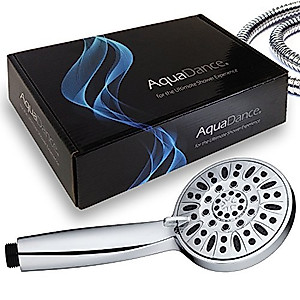 AquaDance 3316 High Pressure 6-Setting 4" Chrome Face Hand Held Head with Hose for The Ultimate Shower Experience Officially Independently Tested to Meet Strict US Quality & Performance Standards