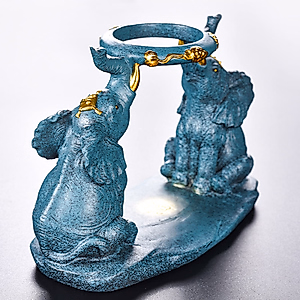 GODNOEI Elephant Glass Tea Set Lazy Kungfu Magnetic Water Diversion Creative Glass Teapot Semi Automatic Tea Maker Suit Kitchen Bar Supplies (6 tea cups)