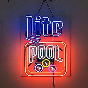 Prouten 20in Millers Lite Pool Billiards Neon Sign Acrylic Beer Pub Bar Handmade Wall Decor Neon Light