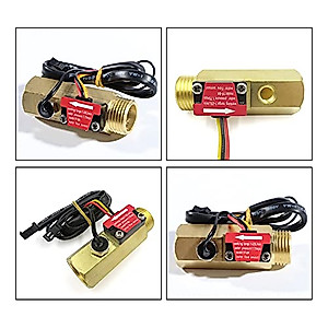 MANGAO 1/2" Water Flow Sensor Brass 1.75MPa Sensor Pulse Turbine Flowmeter DC5~18V with Temperature Detection