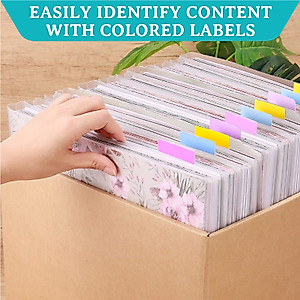 Caydo 20 Pieces Scrapbook Paper Storage Clear 12 x 12 Paper Storage Organizer with Tabs and Gusset Bottom for Holding Scrapbook Paper, Vinyl Paper, Paper, Cardstock
