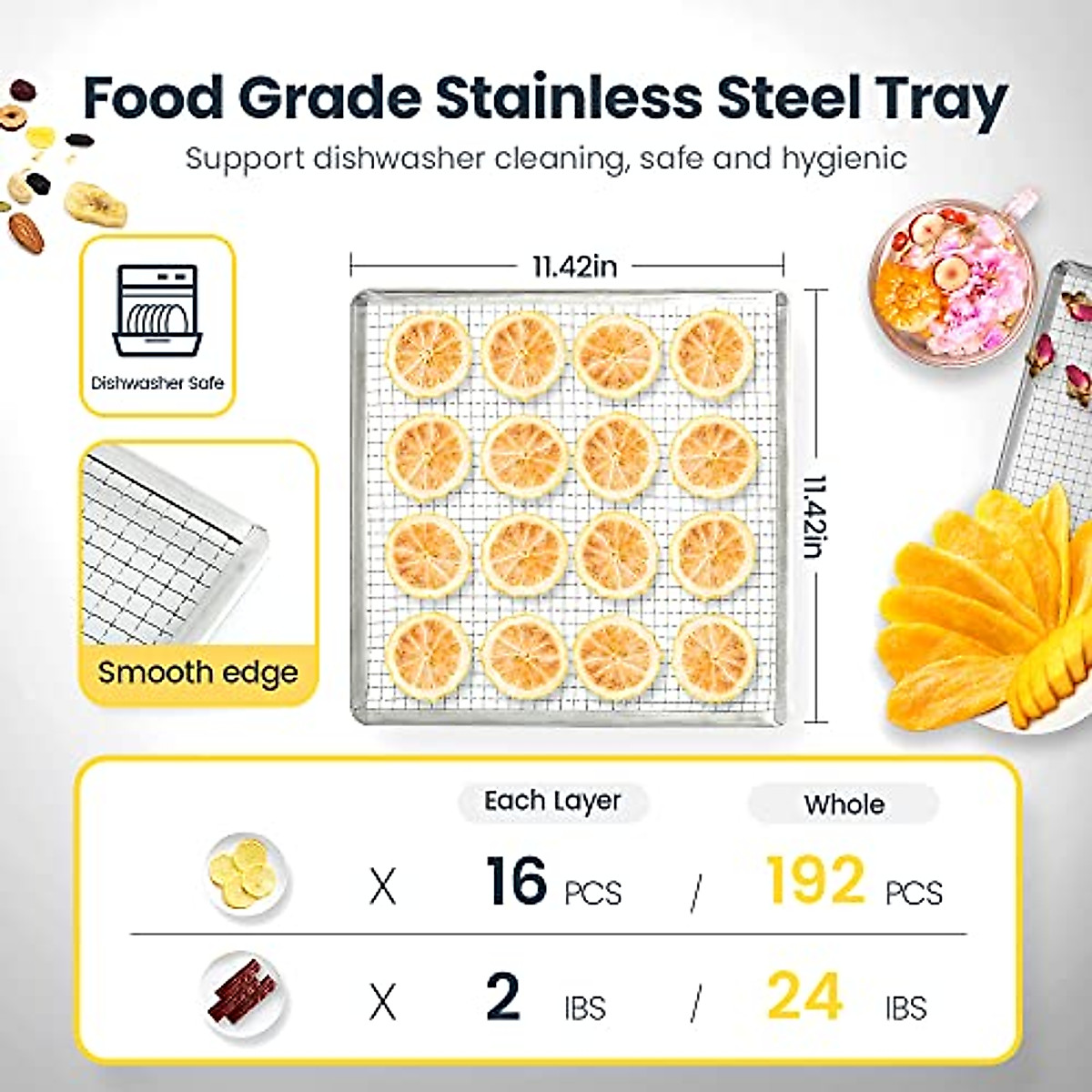 COLZER Food Dehydrator 12 Stainless Steel Trays, Food Dryer for Fruit, Meat, Beef, Jerky, Herbs, with Adjustable Timer and Temperature Control