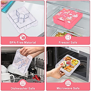Pawtong Bento Lunch Box Set With 10oz Soup Thermo, Leak-proof Lunch Containers with 4 Compartment, Kids Hot Thermo Food Jar/Insulation Lunch Bag, Food Containers for School