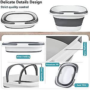 Haundry Extra Large Collapsible Mop Bucket 7.4 Gallon(28L) with Handle for House Cleaning, Space Saving Outdoor Multiuse Foldable Water Pail for Camping, Fishing, RV(1, Grey)