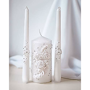Magik Life Unity Candle Set for Wedding - Wedding Accessories for Reception and Ceremony - Candle Sets - 6 Inch Pillar and 2 10 Inch Tapers - Decorative Pillars White