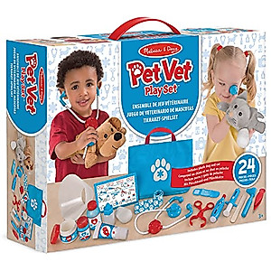 Melissa & Doug Examine and Treat Pet Vet Play Set (24 pcs) - Kids Veterinary Play Set, Veterinarian Kit For Kids, STEAM Toy, Pretend Play Doctor Set For Kids Ages 3+