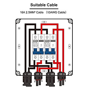 DIHOOL 16 Amp Outdoor Disconnect Box IP66 Waterproof, 2 in 2 Out Miniature Circuit Breakers with Power Distribution Box