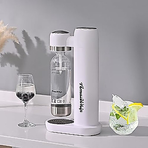AmazWhip sparkling water maker, paired with CO2 gas canisters and 1L water bottles for Household soda water (White+ 2 canisters)