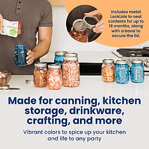 Wallaby 16oz Regular Mouth Pink Mason Jars with Lid & Seal Bands - Airtight Glass Container for Canning, Pickling, Food Storage, Candles, Home Decor, Overnight Oats, Fruit, Jam, Jelly or DIY (4-Pack)