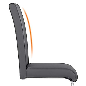 Yaheetech Dining Chairs Living Room Chairs Modern Chairs with High Back, Leather Surface and Metal Legs for Home Kitchen Wedding Louge, Set of 2, Gray