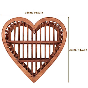 Uonlytech Decorate Decor Wooden Heart Display Shelf Heart Shelf for Hanging Wall Heart Shape Shelf Heart Shape Display Shelf Wood Heart Display Shelf Wall Heart Shelf Heart-Shaped Frame