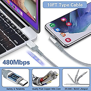 35W Fast Charging Wall Charger with USB C Cable 10FT Boxeroo 2-Pack 4Port USB C Power Adapter Block Right-Angle USB A to C Cable Compatible for Galaxy Samsung Galaxy S22 Ultra S21 S20 S10 Pixel 6/5/4