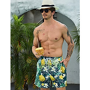 KBVOT Mens Swim Trunks with Compression Liner 7 inch Inseam 2 Pack Quick Dry Stretch Beach Shorts Bathing Suits Swimwear