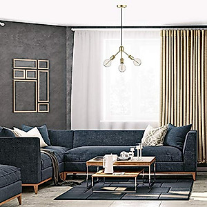 Globe Electric Novogratz x Globe Wyatt 3-Light Chandelier, Gold, Matte Black Cloth Cord 60753