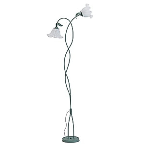 LIRUXUN Vintage Rustic Floor Lamp Cream Bell Orchid Table Lamp Bedroom Lamp for Living Room Flower Standing Lamp