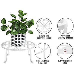 Brightdeco 4 Pack Metal Plant Stands Outdoor Indoor for Patio Round Potted Holder for Large Plants Multiple Flower Planter, White