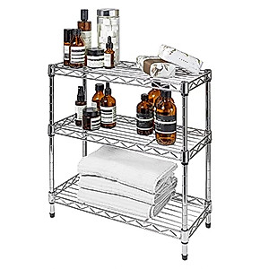 Seville Classics Compact Mini Desktop 3-Tier Metal Steel Wire Shelf Organizer Unit Shelving for Cabinets, Bath, Kitchen, Countertop, 17. 5" W x 7. 5" D, Chrome