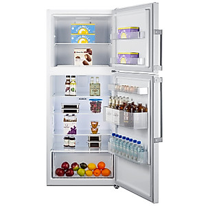 Summit Appliance FF1515W 28" Wide Top Mount Refrigerator-Freezer, Interior LED Lighting, Digital Temperature Control, 13.63 cu.ft Capacity, Frost-free, Open Door Alarm, White Exterior
