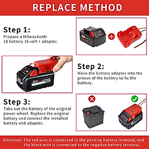 Battery Adapter for Milwaukee, Huazu 2 Pack Power Wheels Adapter for Milwaukee M18 Battery 18V, Power Tool Battery Connector 12 Gauge Robotics (DIY)