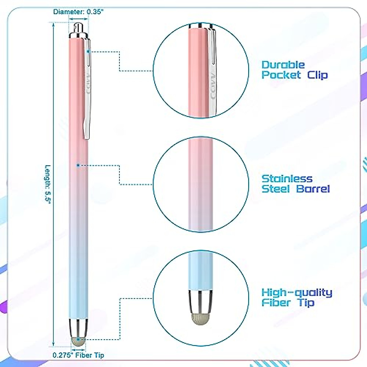 Stylus Pens for Touch Screens, 6 Pack High Sensitivity Capacitive Stylus for iPad iPhone Samsung Galaxy and Tablets, Extra 6 Replacement Tips