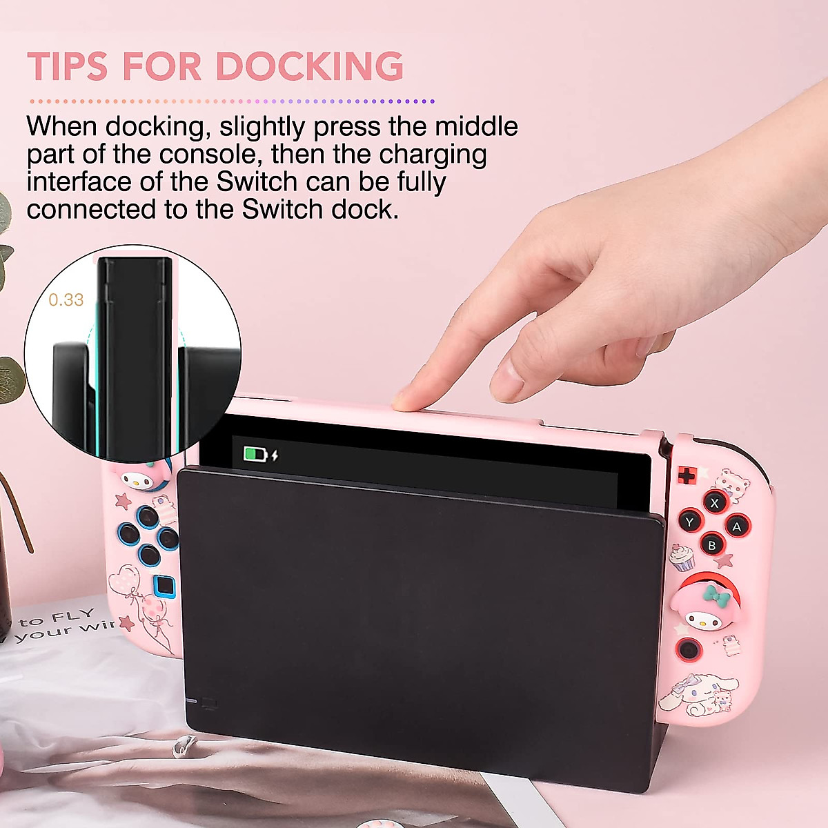 DLseego Cute Dog Switch Protective Case Dockable Soft Silicone Shell Shockproof Scratch Resistant Cover Joy Con Skin with 4PCS Lovely Thumb Grips Caps