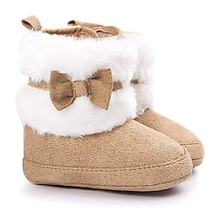 LIVEBOX Baby Boy Girl Boots Newborn Prewalker Toddler Shoes Premium Soft Anti-Slip Sole Warm Winter Boots for Infant (M: 6~12 Months, Khaki 1)