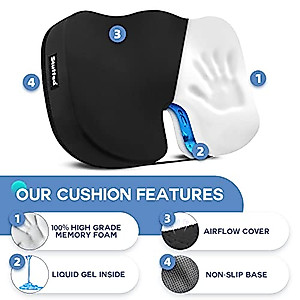 Stuffed Seat Cushion for Office Chair, Desk Chair Cushion for Long Sitting, Ergonomic Butt Cushion for Desk Chair, Gel Office Chair Seat Cushion, Memory Foam Butt Support for Chair