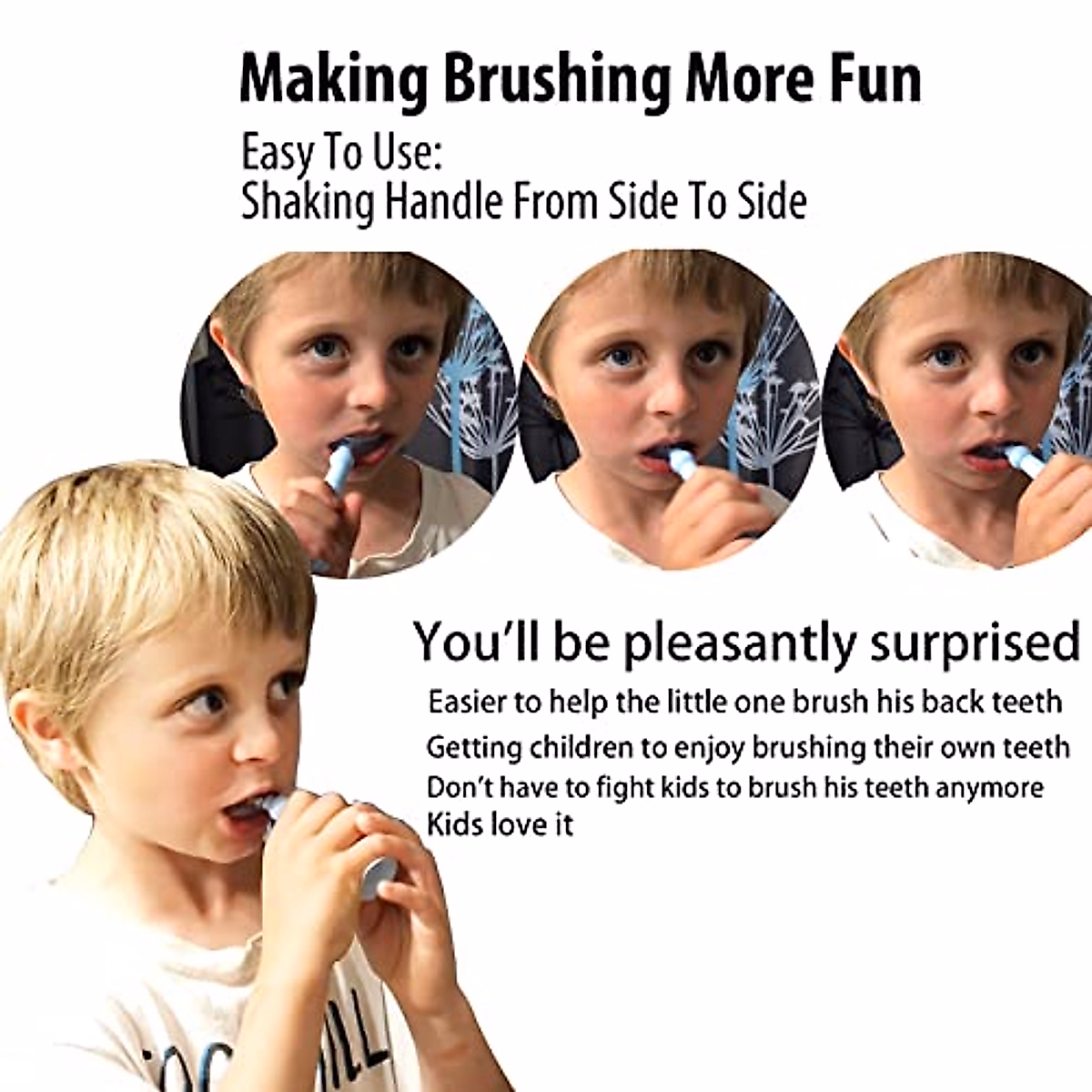 TUSIWIT U Shaped Toothbrush Kids,Kids Toothbrushes U Shape with 3 PCS Heads for Toddler,Childrens, Whole Mouth Kids Tooth Brush for Age 6-12 Years Blue