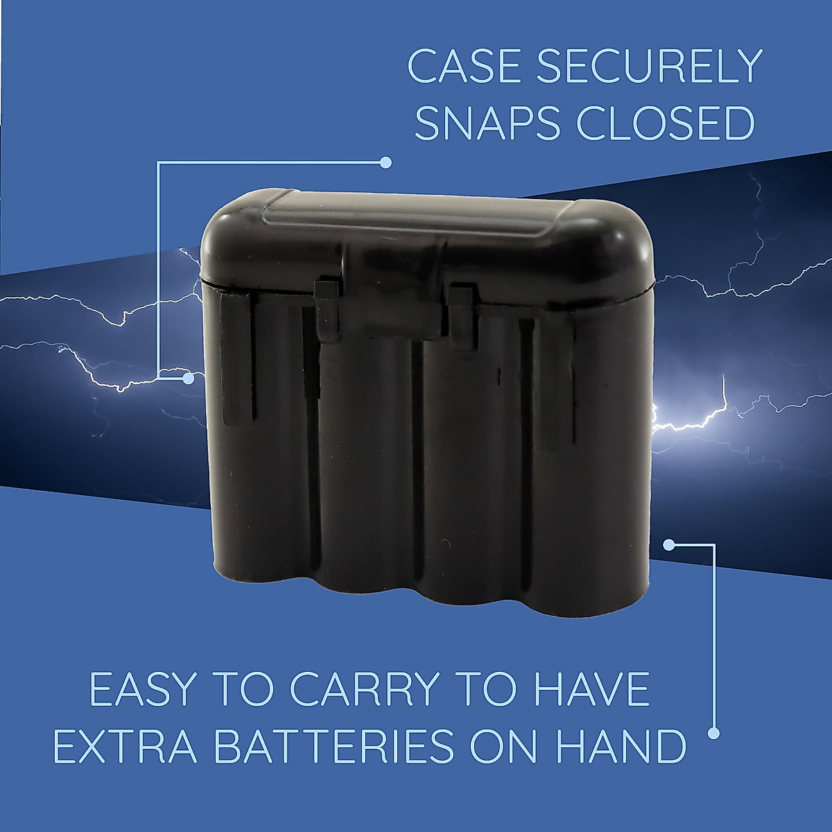 Birdz Set of 2 18650 & CR123A 4 Battery Holder Storage Case for 18650 Batteries - Black