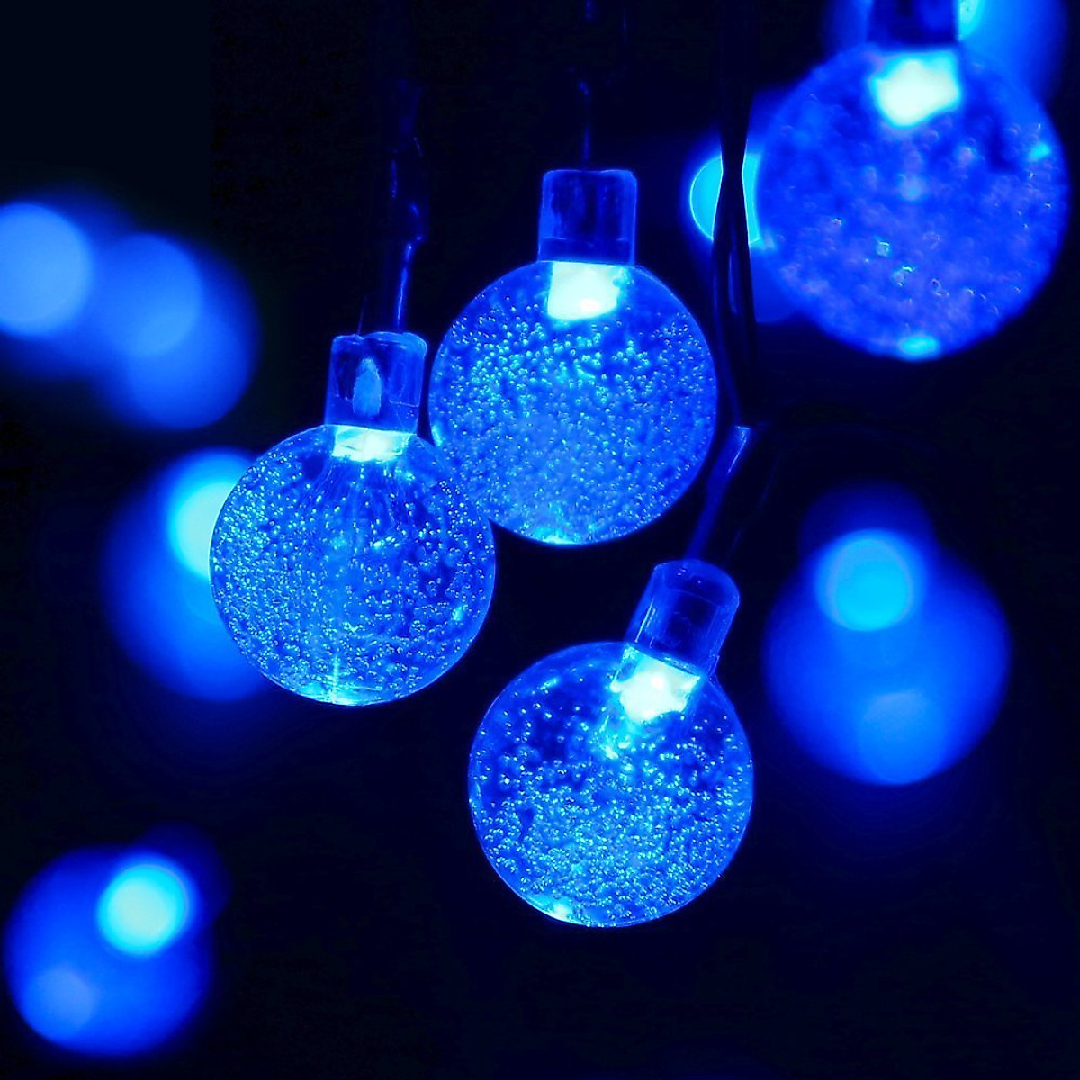 WONFAST Solar String Lights, 20ft 30 LED Crystal Ball Solar Powered Outdoor Globe Fairy String Lights for Homes,Christmas,Gardens,Wedding,Party Decoration (Blue)