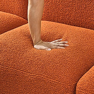 JIVOIT Modern Modular Sectional Sofa Set, DIY Combination L-Shape Upholstered Chaise Lounge Couch, Teddy Fabric 4-Seat Sofa for Living Room Bedroom Apartment Offic (Orange-DIY Combination)