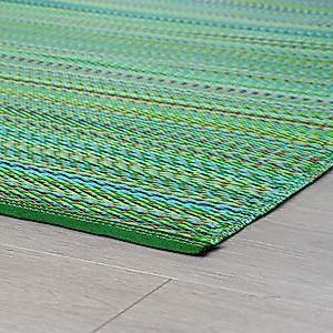 Tayse Pembrokepines Green Reversible Plastic Straw Outdoor Patio Rug 9x12 for Patios Garden Picnic Camping Mats Waterproof and Washable