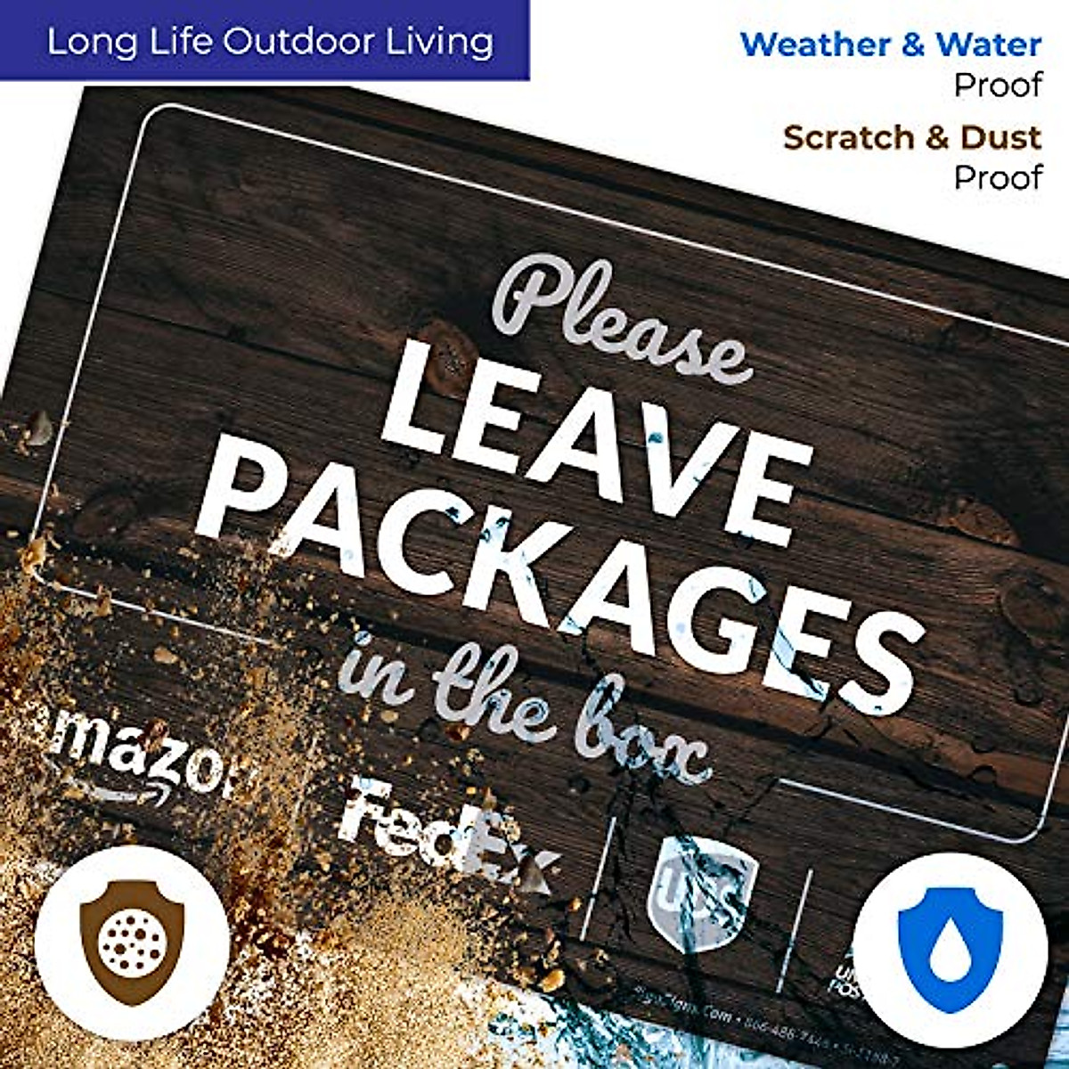Package Delivery Sign, Please Leave Packages In The Box Wood Background, 10x7 Inches, Rust Free .040 Aluminum, Fade Resistant, Indoor/Outdoor Use, Made in USA by Sigo Signs