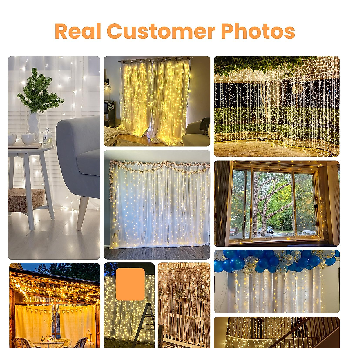 Twinkle Star 300 LED Window Curtain String Light Wedding Party Home Garden Bedroom Outdoor Indoor Wall Decorations, Warm White