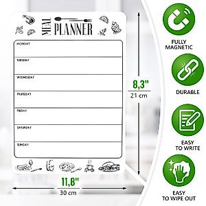 Magnetic Meal Planner for Refrigerator Dry Erase A4 - Magnet Weekly Menu Board for Fridge - Magnetic Menu White Board - Fridge Meal Planner Magnet - Meal Planner Dry Erase Board