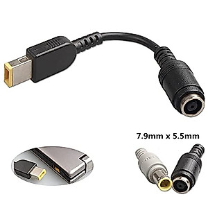 JMT DC 7.9 x 5.5mm Round Jack to Square USB Plug Converter Laptop Power Adapter Connector Cable Compatible for Lenovo ThinkPad IBM Charger (15cm,7.9mm Male-USB Female)