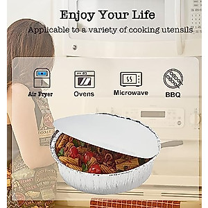 Forsone 50 Pack 8-Inch Round Aluminum Foil Pans With Lids Disposable Aluminum Tin Foil Cake Pans for Storage, Baking, Roasting, Meal Prep, Reheating, Freezer & Oven Safe