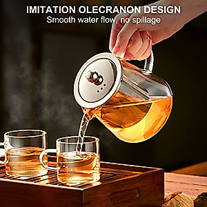 PARACITY Glass Teapot Stovetop 18.6 OZ, Borosilicate Clear Tea Kettle with Removable 18/8 Stainless Steel Infuser, Teapot Blooming and Loose Leaf Tea Maker Tea Brewer for Camping, Travel (550ML)